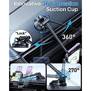 Phone Holders for Your Car [88 LBS Super Heavy Duty] Suction Cup Phone Holder Windshield/Dashboard/Window, Universal Car Phone Holder Mount, Compatible with iPhone, Samsung & Other Cellphone,Black