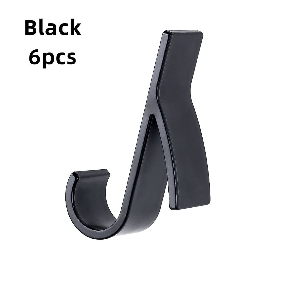 2/6pcs White Hanger for Heated Towel Radiator Rail Bath Hook Holder Clothes Hanger Plegable Scarf Hanger Drying Space Towel Rack (Color : 6 pcs Black, Size : 10X2.5X7cm)