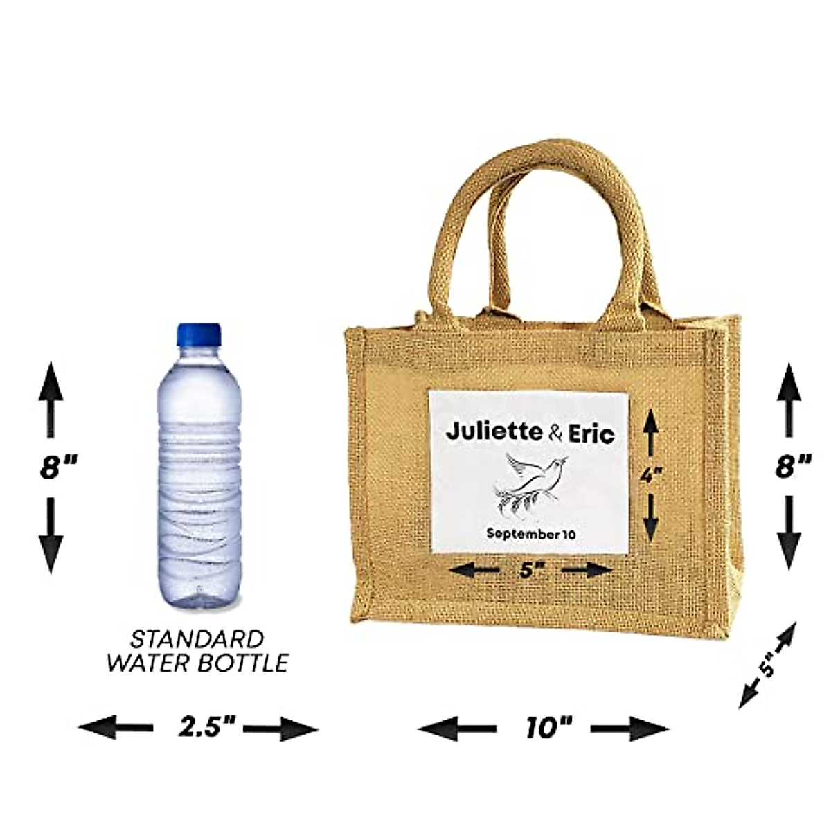 Rustic Wedding Favor Burlap Bags Promotional Jute Totes (Pack of 6)