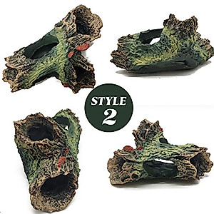 TIHOOD 3PCS Decaying Trunk Aquarium, Betta Fish Ornament, Freshwater Ornament - Resin Aquarium Decoration Log, Fish Tank Wood with Holes and Aquarium Caves