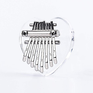 TREELF Acrylic Thumb Piano Crystal Transparent Kalimba Instrument 8 Keys Mini Thumb Piano (Heart-shaped)