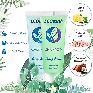 EcoEarth Travel Shampoo and Conditioner Set (1 fl oz, 100 Pieces, Spring Breeze), Delight Your Guests with a Revitalizing and Refreshing Hotel Toiletries and Guest Hospitality in Bulk