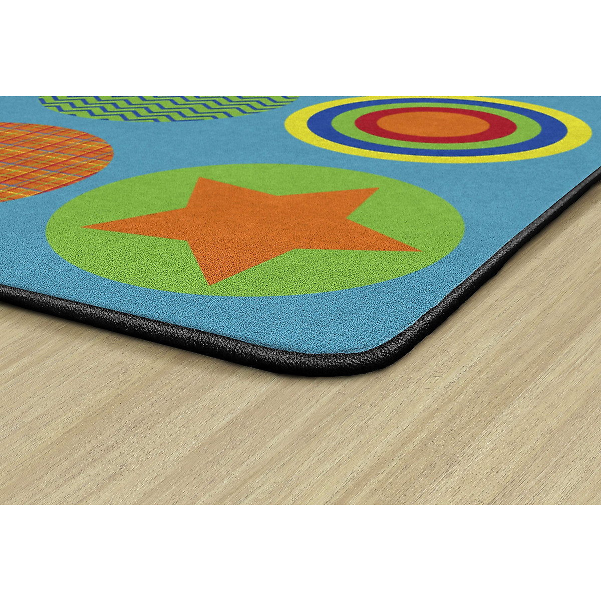 Flagship Carpets Patterned Circles Colorful Multicolor Seating Carpet for a Gathering Place, Children's Classroom Rug or Kids Educational Area, 7'6" x 12', Seats 24, Rectangle