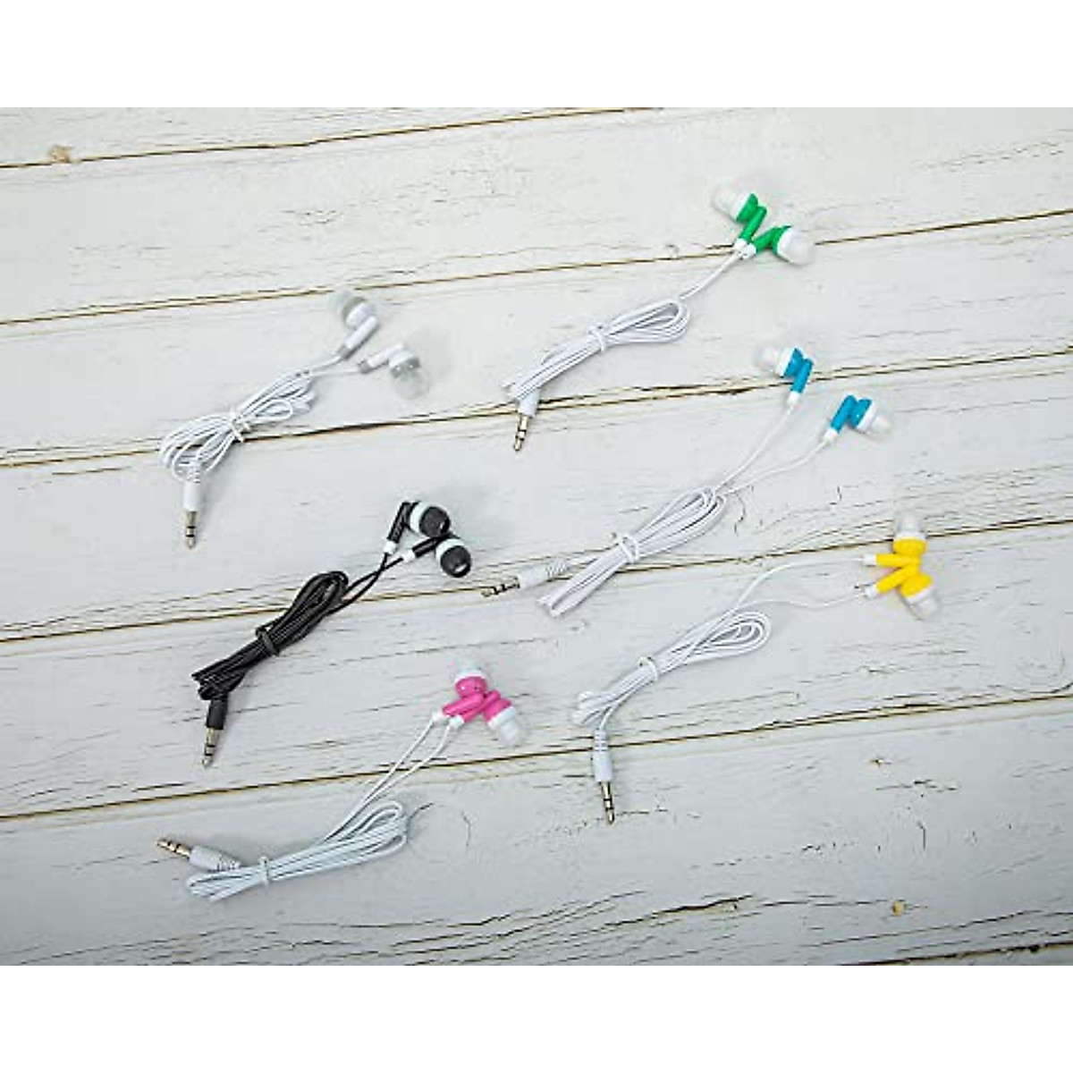 QIDAIZUOEN 108 Packs Bulk Earbuds Classroom Headphones Wired in Ear Disposable Student Earphones Multiple Colors Individually Wrapped for School Travel or Home Use