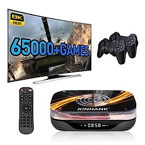 Kinhank Super Console X3 Plus Retro Video Game Consoles Built-in 65000+ Games, Android TV 9.0/CoreELEC/Emuelec 4.6 Game System, S905X3 Chip, 8K UHD Output,2.4G/5G, BT 4.0, USB 3.0