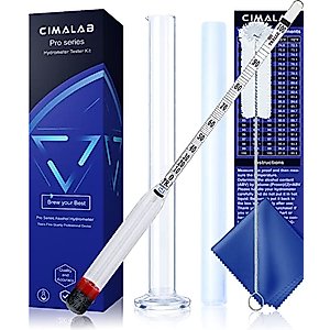 Cimalab Hydrometer Alcohol Meter Test Kit, Hydrometer Alcohol 0-200 Proof & 0-100 Tralle with Hydrometer Test Jar, Alcohol Proof Tester for Liquor, Moonshine, Proofing Distilled