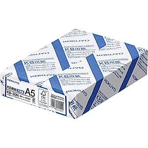 KOKUYO A5 Printer Paper, 1 Ream (500 Sheets), 8.3 x 5.8 Inch, Whiteness 80%, Paper Thickness 0.04 Inches (0.09 mm), FSC Certified Japan Import (KB-30N)