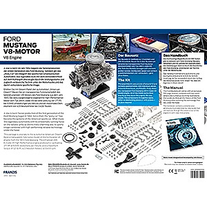 Ford 1965 Mustang V8 Engine Model Kit - Working Model Motor with Collector's Handbook