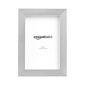 Amazon Basics Rectangular Photo Picture Frame, 4" x 6", Pack of 2, Nickel