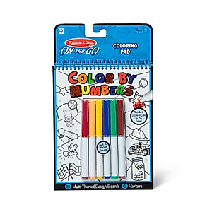 Melissa & Doug On the Go Color by Numbers Kids' Design Boards: Playtime, Construction, Sports, and More - Party Favors, Stocking Stuffers, Travel Toys, Coloring Books For Kids Ages 5+