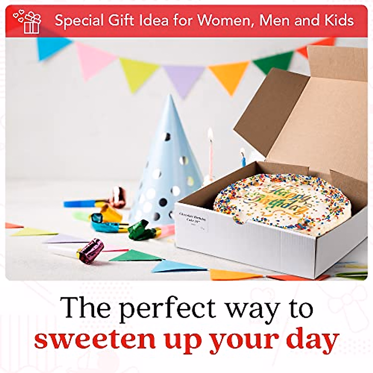 David's Cookies Vanilla Birthday Cake 7"- Premium Fresh Ingredients - Surprise Your Friend and Family With Our Vanilla and Raspberry Flavor Birthday Cake Dessert
