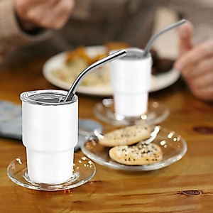 YOUKE OLA 16 Pack Sublimation Shot Glasses Tumblers Blanks Mini Wine Tumbler with Lid and Straw Stainless Steel Tumblers Cups Bulk for Sublimation Oven Printing, 3oz White