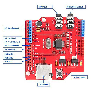 DAOKI VS1053 VS1053B TF Card Stereo Audio MP3 Player Record Decode Development Board Module for Arduino with 3.5mm Audio Jack Cable