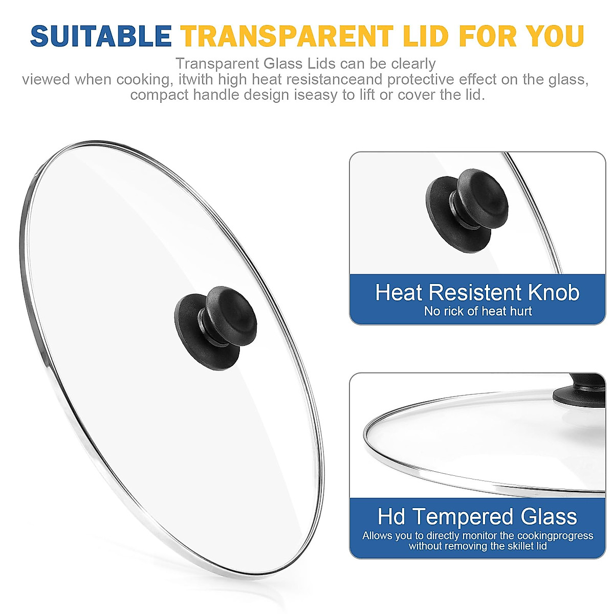 Oval Glass Crock Pot Lid 7 Quart Replacement for Oval lid Rival Crock Pot Slow Cooker SCV700-CH-BR, SCV700SS and Hamilton Beach Slow Cooker Lids Replacement Oval 7 Quart 33474G.