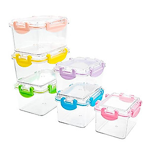 Small Plastic Box, Stackable Mini Plastic Storage Box with Lid, Clear Plastic Organizer Container for Jewelry Beads Small Crafts Items Accessories - 6 Pack