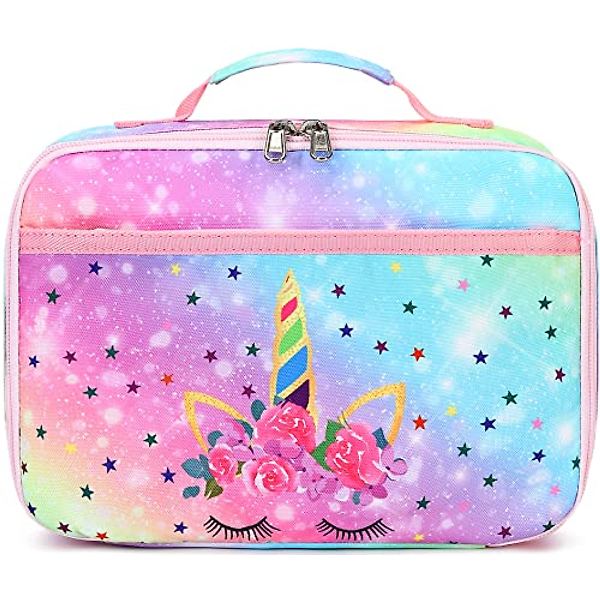 CAMTOP Kids Lunch Box Girls Boys Insulated Bag Reusable Lunch Containers Kit for School Travel Thermal Meal Boxs (Rainbow 1)