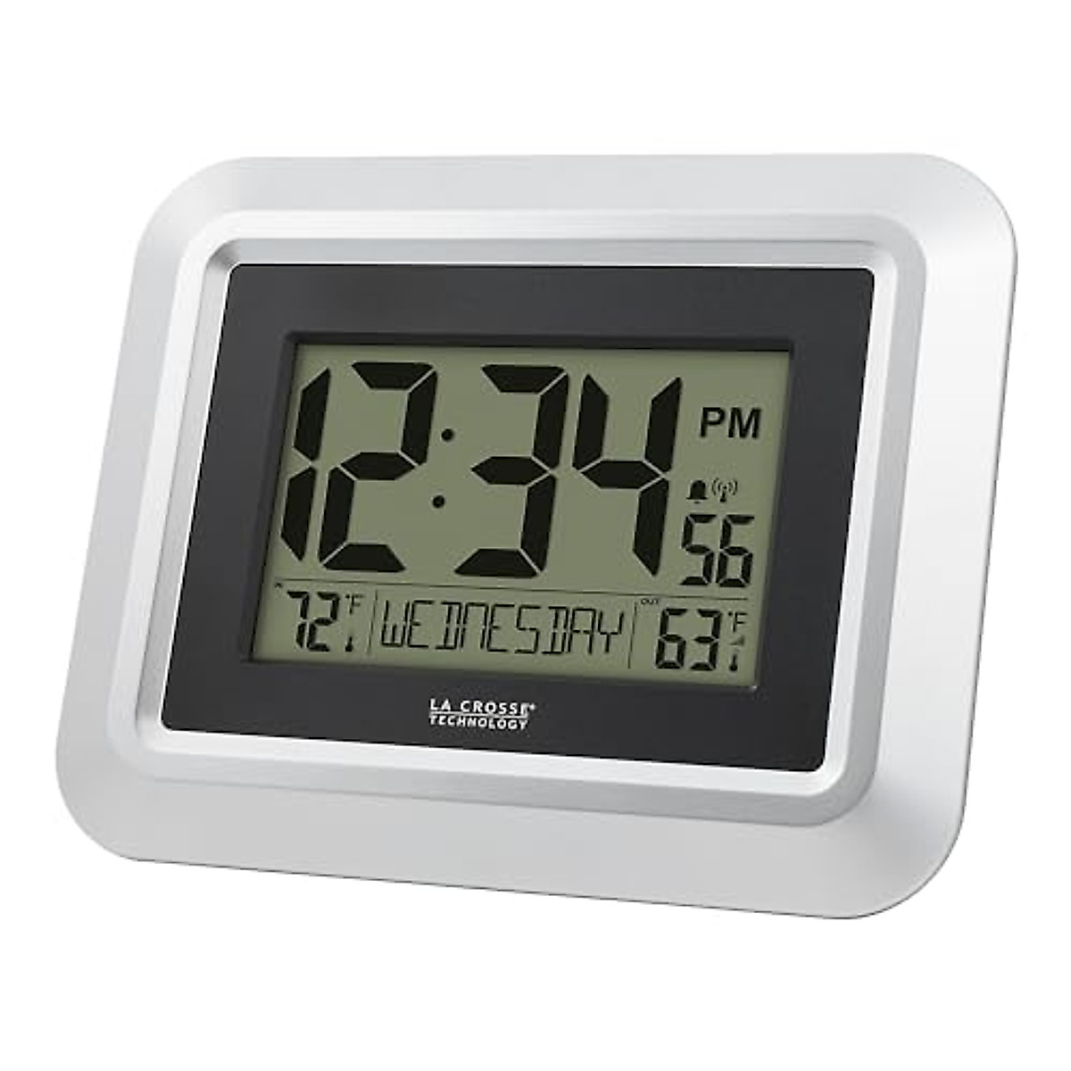 La Crosse Technology 513-1918S-INT Atomic Digital Wall Clock with Outdoor Temperature