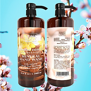 Dead Sea Collection Hand Soap Pump Almond Vanilla - Moisturizing Hand Wash Liquid with Dead Sea Minerals - Almond Vanilla Oils, Balancing & Soothing Pack of 2 (33.8 Fl Oz Each) - 67.6 Fl Oz Total