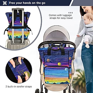 xigua Colorful Universe Diaper Bag Backpack Multi Function Baby Changing Bags Waterproof Large Capacity Travel Back Pack for Mom Dad