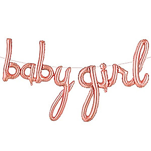 KatchOn, Baby Girl Balloons Letters - 37 Inch | Rose Gold Baby Girl Balloon, Baby Shower Decorations | Its A Girl Balloon for Baby Girl Shower Decorations | Its A Girl Sign, Gender Reveal Decorations