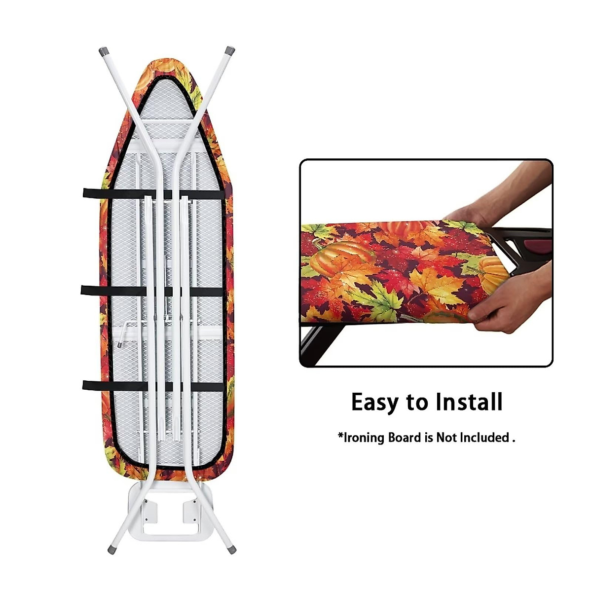 Mumeson Maples Ironing Board Protection Covers Thick Padding, Elastic Edge, Silicone Coated, Resist Scorching and Staining, Adjustable Fastener Iron Board Covers