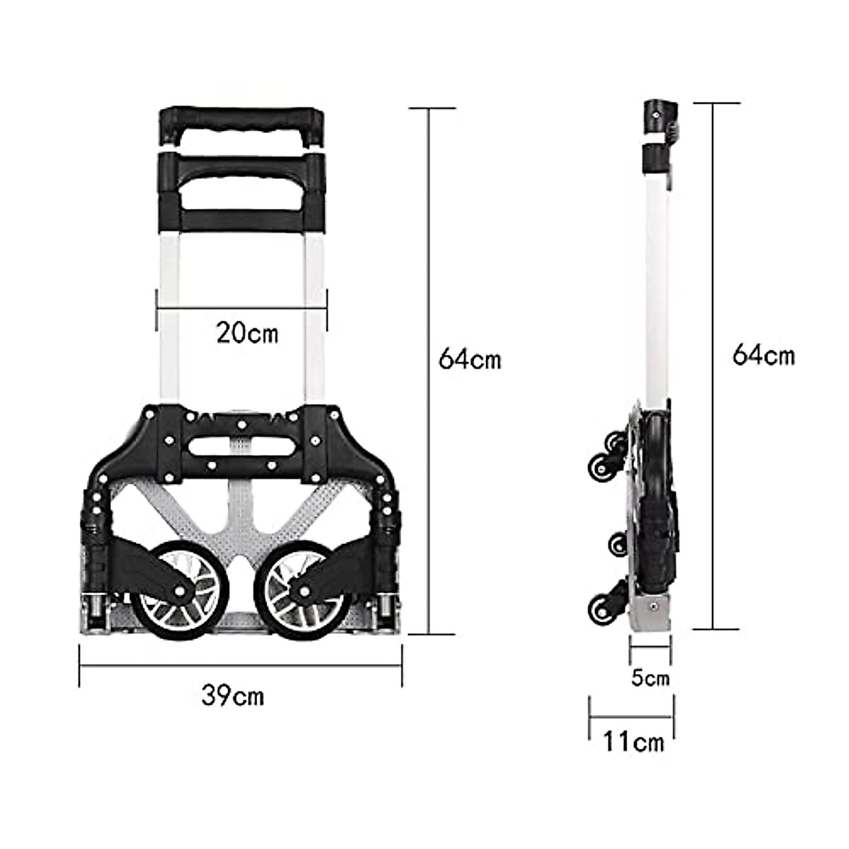 NEOCHY Trolleys,Shopping Cart Folding Grocery Shopping Cart with 2 Wheels Aluminum Alloy Luggage Cart Utility Cart Trolley for Shopping Luggage Tools Grocery Cart/Blue