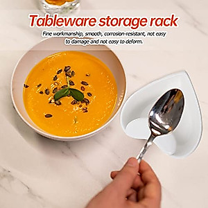 Angoily Cooking Utensil Holder Ceramic Spoon Rest Heart Shape Kitchen Tableware Spatula Holder Soup Spoon Rest Utensil Cutlery Stand (White) Shelving Brackets