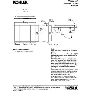 KOHLER 99011-NA Verdera 40" W x 30" H Bathroom Medicine Cabinet with Magnifying Mirror, Recessed or Surface Mount Bathroom Wall Cabinet, Slow-Close Doors