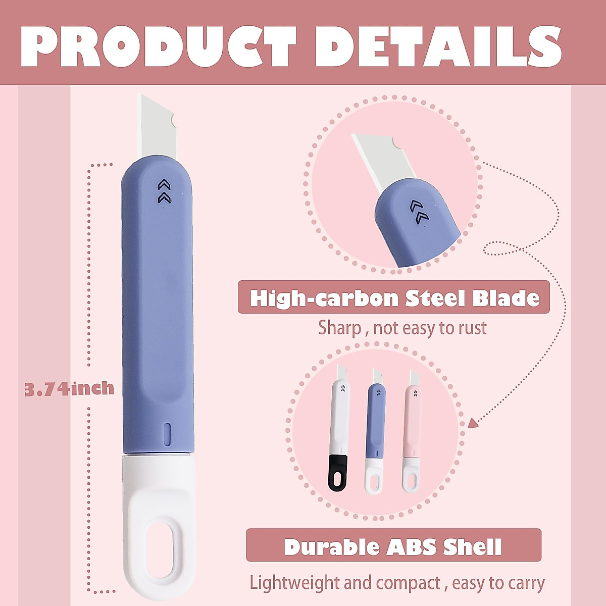 Box Opener, 3pcs Package Opener, 180° Tail Utility Rotating Knife, Cardboard Cutter With 1.5cm Blades, SK5 Blade Cutting, Box Cutter For Letter, Carton, Paper, Wallpaper, For Office And Home Use