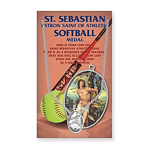 Women's Softball St. Sebastian Pewter Medal with Prayer Card