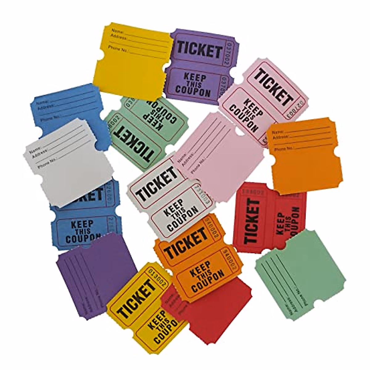 DNB 1000 Raffle Tickets - Double Roll 1000 Pairs per Roll 2 x 2 Inch 50/50 Consecutively Numbered Tickets for Entry/Events/Fundraiser/Prizes - Green