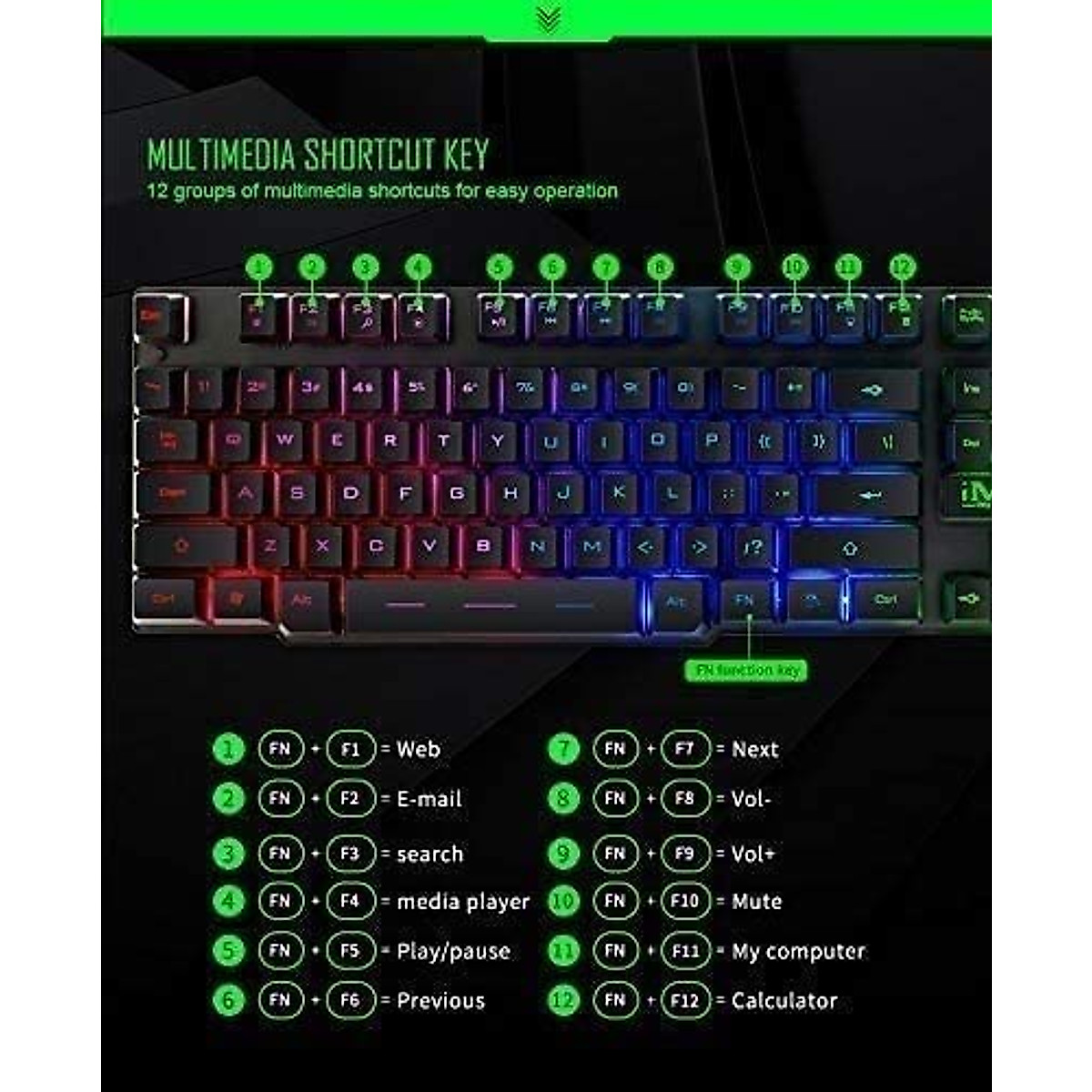 LLEURE Gaming Keyboard Rainbow Keyboard + Mouse,Desktop Notebook Floating Keycap Backlit Gaming Mouse and Keyboard,104 Key USB Wired Keyboard,Illuminated Keypad