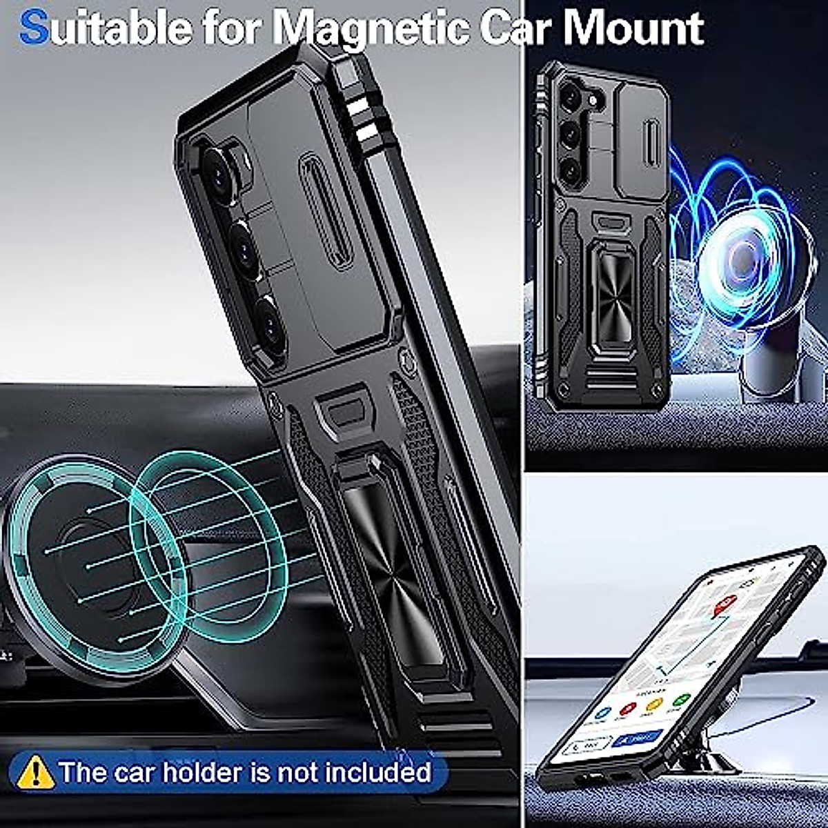 【2023 𝐍𝐄𝐖】for Samsung Galaxy A14 5G Case with Camera Cover [with 2x Screen Protector] with Magnetic 360° Kickstand Ring Military Grade Drop Proof Shockproof Phone Case for Samsung Galaxy A14 5G