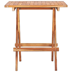 vidaXL Solid Teak Wood Bistro Table - Foldable Patio Furniture for Outdoor/Indoor Use, Brown, Space-Saving Design, 23.6"x23.6"x25.6"