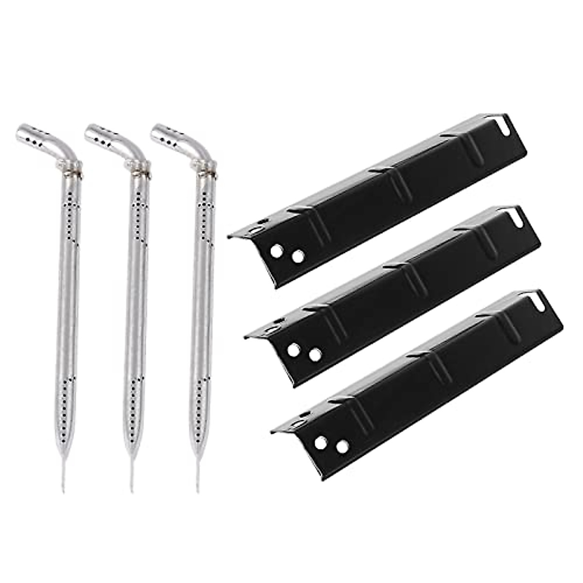 Hisencn Grill Replacement Parts for Expert Grill 3 Burner Walmart XG10-101-002-02, Stainless Steel Grill Burner and Porcelian Heat Plates for Expert Grill Parts