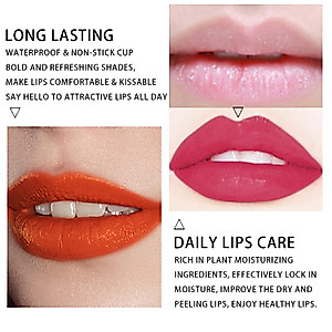 6 Pcs Aloe Vera Lip Stain Set, Watery Lip Tint Stain Mini Liquid Matte Lipstick, Multi-uses Lip Cheek Tint, Natural Plump Lip Gloss, Vivid Lip Makeup - Lightweight Non-Sticky, Long lasting (3 Colors)