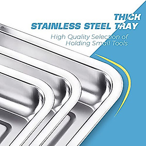 Stainless Steel Tray - Narkysus 5 Pack Stainless Steel Dental Lab Tray 13.5'' X 10'' Flat Metal Tray Tool for Lab Dental Instrument Bathroom Organizer Tattoo Station Tattoo Supplies