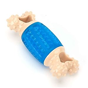MPP 6" Giggle Bones Tough Dental Dog Toy Durable Unique Shape Texture Massages Gums (Blue)
