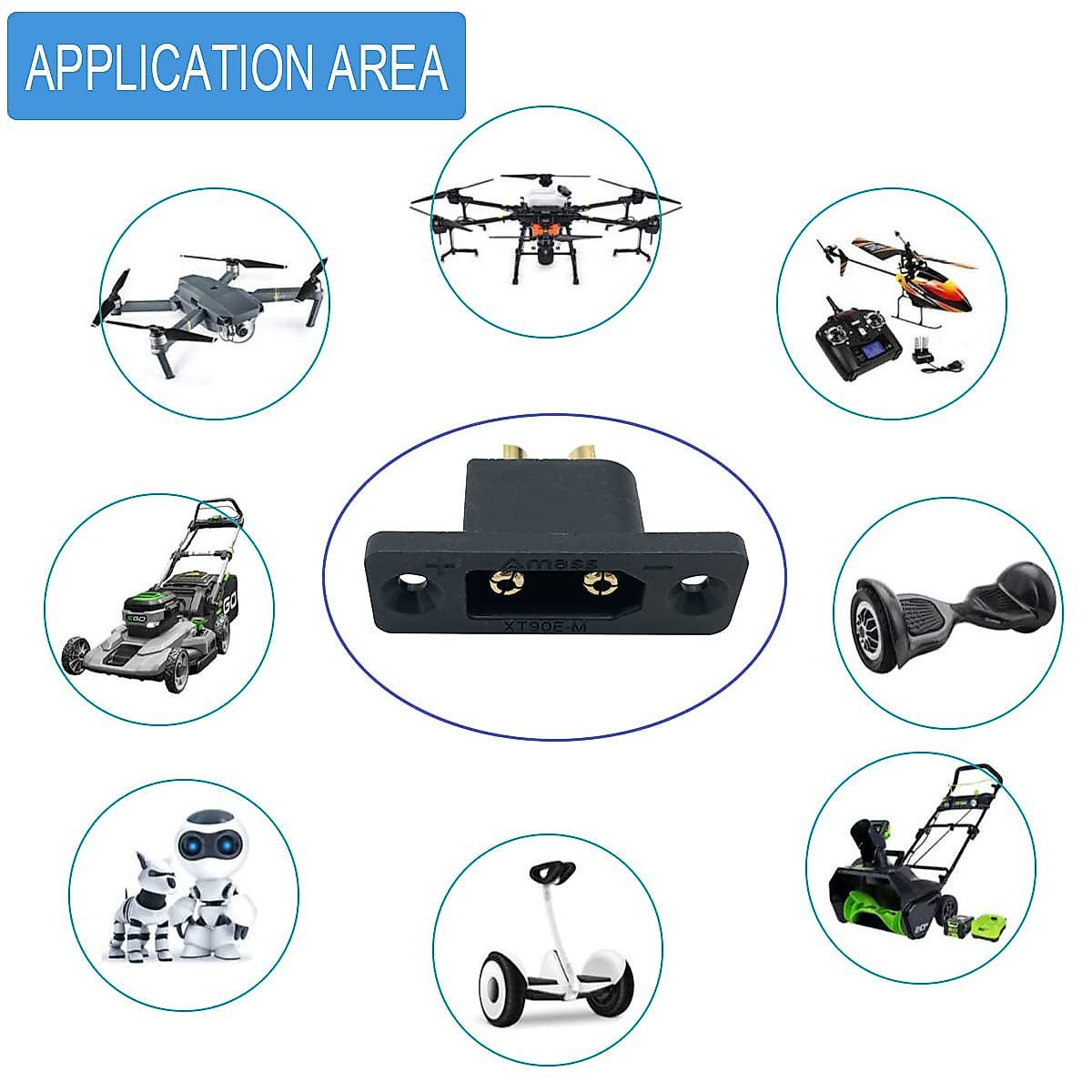 10Pcs Amass XT90E-M Battery Connector XT90E Male Plug Gold-Plated Connector with PVC Protective Sleeve Dust Cap for RC Aircraft Drone Accessories