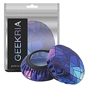Geekria 2 Pairs Flex Fabric Headphones Ear Covers, Washable & Stretchable Sanitary Earcup Protectors for Over-Ear Headset Ear Pads, Sweat Cover for Gym, Gaming (M/Diamond)