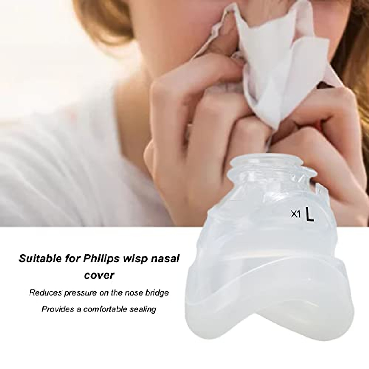 ANNAD Nasal Cover Cushion, Breathing Machine Accessory Flexible Portable Nasal Guard Cushion for Wisp for Hospital for Home L
