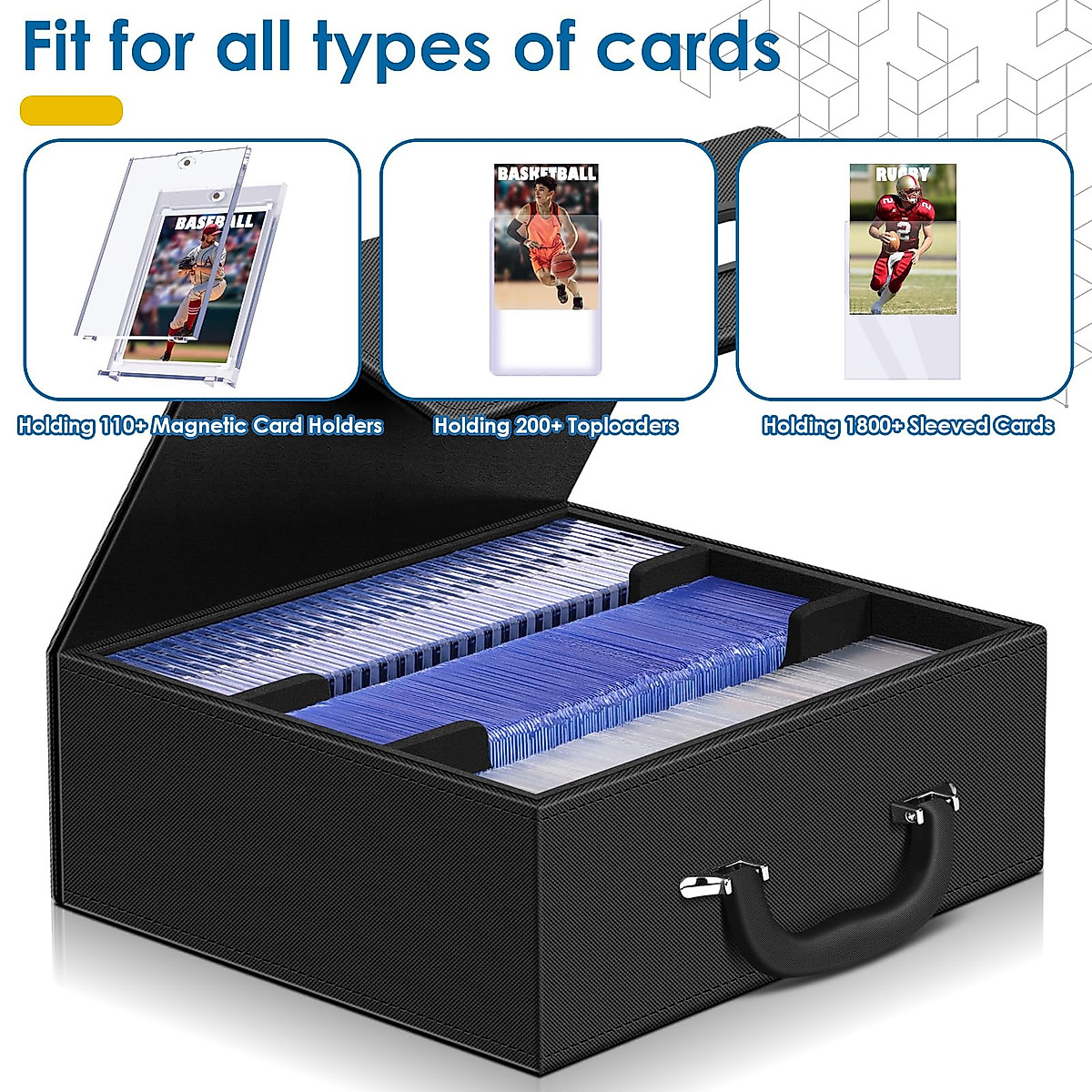 110+ Magnetic Card Holder Card Deck Case, Leather Magnetic Closure Commander Card Portable Storage Box Card Holders Fit for Baseball Cards, Sports Cards, MTG, Game Card Standard Cards