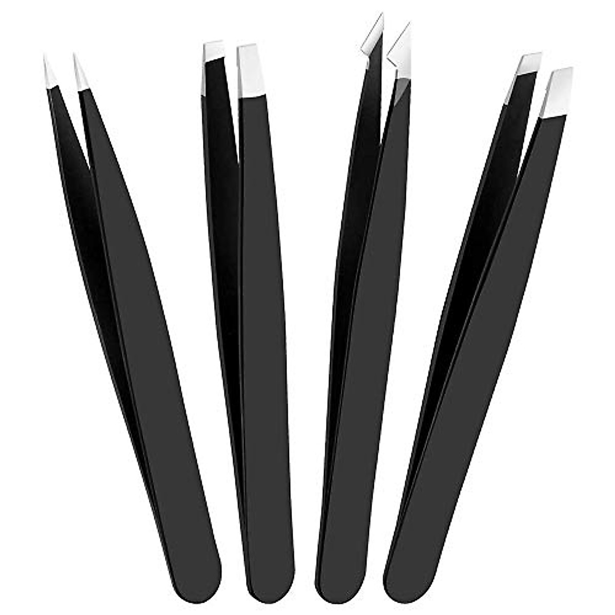 4-piece Eyebrow Clip Beauty Tweezers Set, Professional Stainless Steel Tweezers, Precision Stainless Steel Kit for Ingrown Hair Eyebrows Facial Hair Splinter and Eyelashes