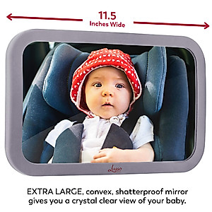 Lusso Gear Car Seat Protector (Gray) + Baby Backseat Mirror for Car (Gray), Waterproof, Protects Fabric or Leather Seats, Premium Oxford Fabric, Travel Essentials