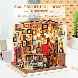 RoWood DIY Miniature Dollhouse Kit, 1:24 Scale Tiny House Building Kits - Sam's Study