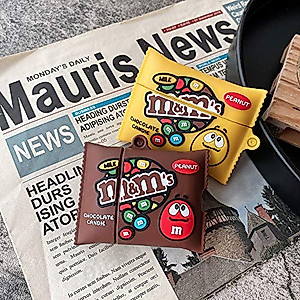 N+V Compatible with Airpods Pro Case Cover,Stylish Chic Food Character Skin Keychain,Cute 3D Funny Cartoon Food MM Chocolate Soft Silicone Protective Airpods Cover,for Girls Boys Teens Kids (Yellow)