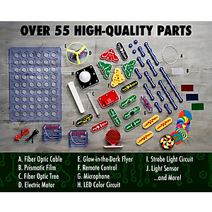 Snap Circuits LIGHT Electronics Exploration Kit | Over 175 Exciting STEM Projects | Full Color Project Manual | 55+ Snap Circuits Parts | STEM Educational Toys for Kids 8+,Multi