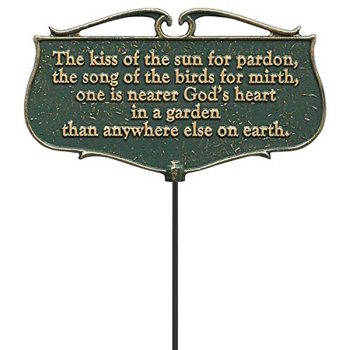 Whitehall Products "The Kiss of The Sun..." Garden Poem Sign, Green/Gold