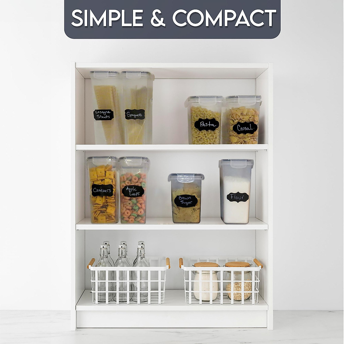 Kitchen Pantry Organizers and Storage - Airtight Food Storage Container Set, 14 Pcs BPA Free Plastic Dry Food Canisters for Kitchen Pantry Organization and Storage Ideal for Cereal, Flour & Sugar