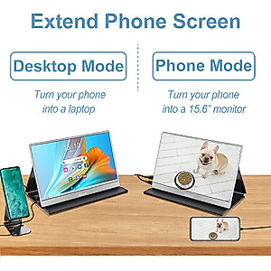 HONGO Portable Monitor 15.6'' 1080P FHD USB-C Portable Laptop Monitors Smart Cover & Dual Speaker, HDMI Computer Display IPS HDR External Gaming Monitor for PC Phone Mac Xbox PS4 Switch (P16B)